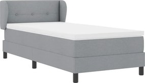 Postel s boxspringem s čelo Světle šedá 90 x 200 cm textil 3340003