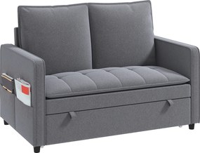 HOMCOM rozkládací pohovka pro 2 osoby 130 cm, tmavě šedá