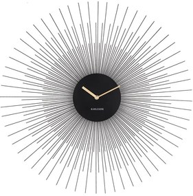 KARLSSON Nástěnné hodiny Peony Steel Large – černá ø 60 cm x 3,5 cm
