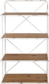 Bílý antik kovový nástěnný regál se 4 policemi Chic Antique – 40*19*73 cm
