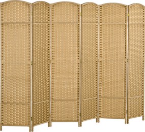 HOMCOM 6 Panelů 240 x 170 cm Bambusový Paravan Skládací Zábrana pro Ochranu Soukromí do Obývacího Pokoje Přirodní