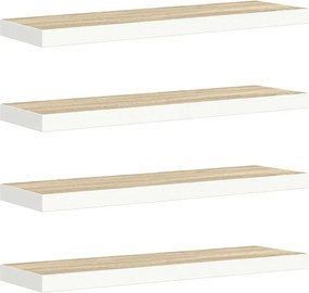 Plovoucí nástěnné police 4 ks dub a bílé 90x23,5x3,8 cm MDF 326584