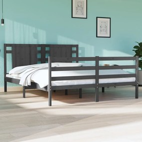 Rám postele šedý masivní borovice 140 x 190 cm,  3104265