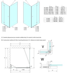 Polysan Polysan, FORTIS EDGE sprchové dveře bez profilu 1000mm, čiré sklo, levé, FL1210L