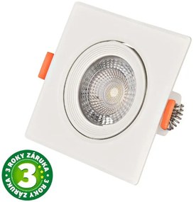 Prémiové výklopné podhledové bodové LED svítidlo 5W 440lm, denní, čtverec, 9cm, 3 roky