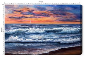 Obraz Mořské Krajiny A Západu Slunce Nedostatek Nedostatek Přírodní plátno 40x30