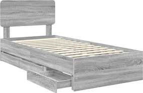 Rám postele s čelo Šedá Sonoma 75 x 190 cm Dřevěný materiál 3412239