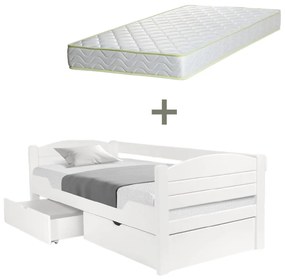 Postel z masivu K1 SOFA 90 PLNÁ PLUS buk natural s matrací ELASTIK - SET