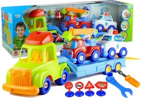 LEAN Toys Sada vozidel: policie, hasiči, odtahovka – na šroubování a odšroubování