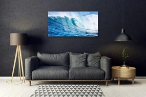 Obraz na skle Vlny Moře Nebe Mraky 120x60 cm