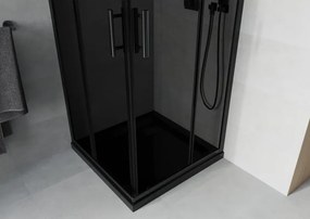 Mexen Rio čtvercový sprchový kout 80 x 80 cm, grafit, černý + vanička Flat, černá - 860-080-080-70-40-4070B