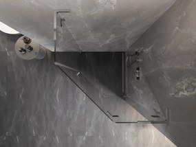 Mexen Lunar, L sklopný pětiúhelníkový sprchový kout pravý 90 x 90 cm, 8mm čiré sklo, chromový profil, 831L-090P-090L-01-00-P