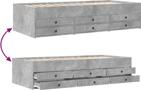 Válenda se zásuvkami bez matrace betonově šedá 75 x 190 cm 3280891