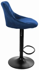Sametová barová židle Oklahoma modrá s černým podstavcem
