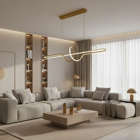 Toolight Toolight, LED závěsné osvětlení 118cm, 36W, 3000K, 3500lm, LHJ038-CP, zlatá matná, OSW-50049