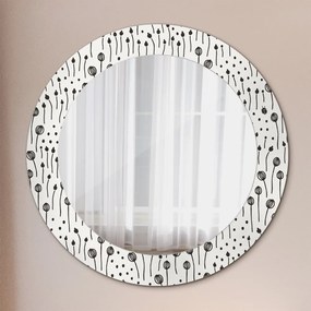 Kulaté dekorativní zrcadlo Květinová kresba fi 60 cm