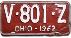 Americká SPZ Ohio 1962 Red V-801-Z