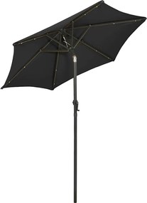 Zahradní slunečník s LED osvětlením černý 200 x 211 cm hliník 313563