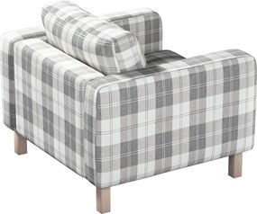 Potah na křeslo IKEA Karlstad, krátký barva šedá látka pletený vzor, vzorované