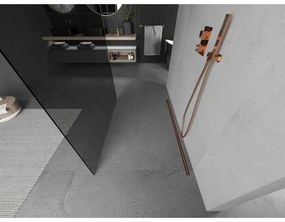 Mexen Kioto, průchozí sprchová zástěna 110 x 200 cm, 8mm šedé sklo, 2x růžové zlato stabilizační rozpěra, 800-110-002-60-40