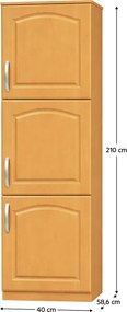 Kuchyňská skříňka, pravá, olše, LORA MDF NEW KLASIK S40 / 210/57