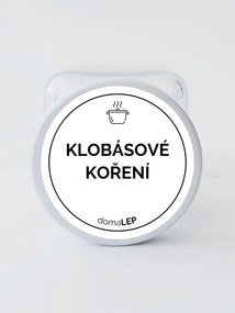 Samolepka na kořenky KLOBÁSOVÉ KOŘENÍ bílá 5 cm tučné písmo