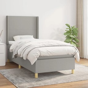 Box spring postel s matrací světle šedá 90x190 cm textil 3131793