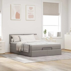 Osmanská postel s matrací &amp; LED Taupe 140x190 cm Látka 3312226