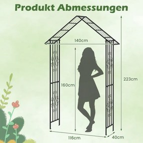 Costway Rose Arch Kovový zahradní oblouk pro popínavé rostliny Trellis – černý