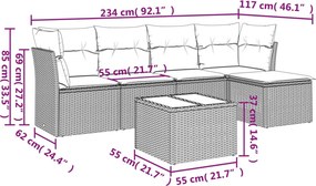6dílná zahradní sedací souprava s poduškami černá polyratan 3217565
