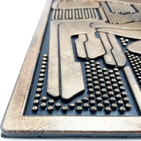 Gumová rohožka Čtyři psí mušketýři, 75 x 45 cm – s bronzovou patinou, do domu a na terasu, odolná, s roztomilými pejsky