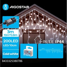 Aigostar - LED Venkovní  řetěz 200xLED/8 funkcí 13x0,6m IP44 studená bílá