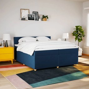 Box spring postel s matrací modrá 200x200 cm textil 3289093