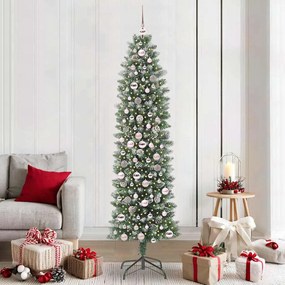 Umělý štíhlý vánoční strom Zelená a bílá 210 cm 3395307