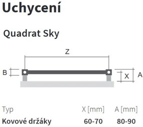 Isan Quadrat Sky 1255 x 500 mm koupelnový radiátor bílý
