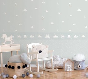 Šedá dětská vliesová tapeta na zeď - medvídci, zvířátka 7003-1, Noa, ICH Wallcoverings