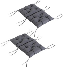 Sada 2 sedacích polštářů Outsunny, 98cm x 50cm x 8cm s popruhy, pratelné ergonomické polštáře na sezení pro domov, zahradu, pohovku, šedé | Aosom