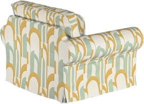 Potah na křeslo IKEA Ektorp barva zelená látka pletený vzor, vzorované