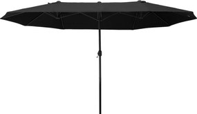 Dvojitý sluneční slunečník Outsunny 455 x 265 cm, sluneční clona s UV ochranou a ručním kličkou, větruodolný slunečník pro pláž, balkon a zahradu, čer