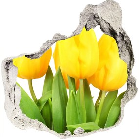 Wallmuralia Samolepící díra na stěnu Žluté tulipány 75x75 cm