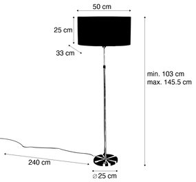 Stojací lampa černá s oválným sametovým stínítkem 50 cm - Parte