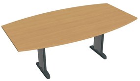 Stůl jednací sud 200 cm - Hobis Flex FJ 200 Dekor stolové desky: buk, Barva nohou: černá