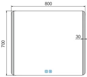 Nimco LED zrcadlo 800x700 se dvěma dotykovými senzory - ZP 17003VX