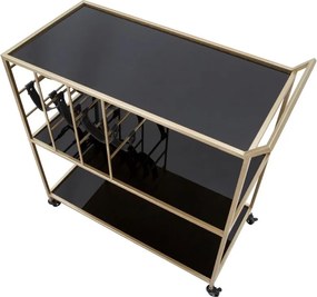 Designový servírovací vozík Acheron 79 cm černý / zlatý