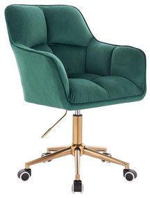 LuxuryForm DESIGN Otočné křeslo AMALFI VELUR na zlaté podstavě s kolečky - zelená