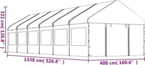 vidaXL Altán se střechou bílý 13,38 x 4,08 x 3,22 m polyethylen [3155490]