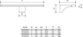 Koupelnové nástěnné LED svítidlo Panlux ELESAR PN12300005 12W IP44 4000K stříbrná