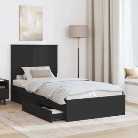 Postel s úložným prostorem Černá 90 x 190 cm Kompozitní dřevo 3411251