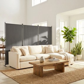 Outsunny 3dílný skládací paraván 260 x 180 cm, kovový rám, ochrana UPF 30+, do interiéru i exteriéru (zahrada, terasa), tmavě šedý