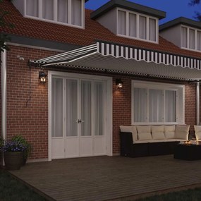 Automatická zatahovací markýza s LED antracit a bílá 600x300 cm 3310246